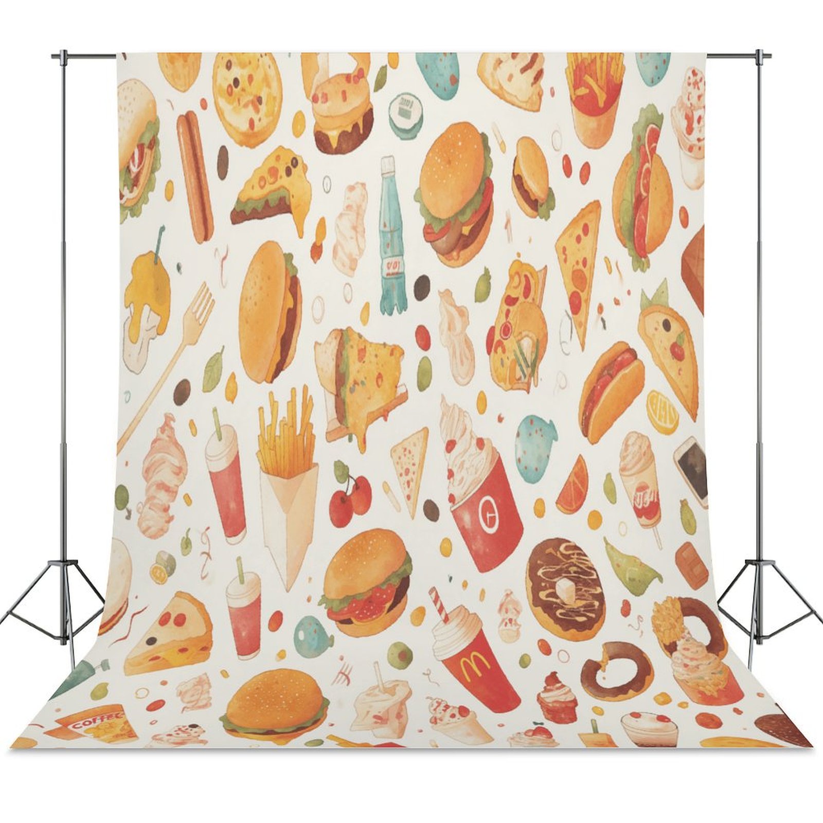 Delicious Pizza Burger Spring Wall Backdrop Background Floral Backdrops ...