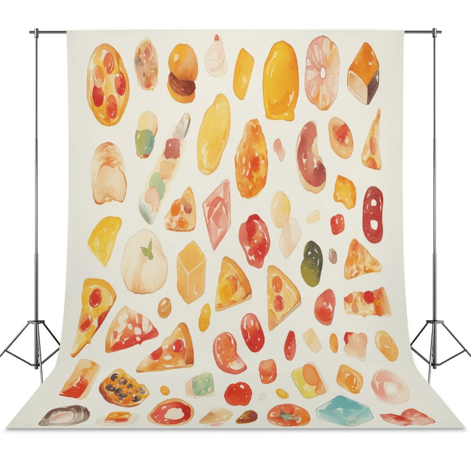 Delicious Pizza Burger Spring Wall Backdrop Background Floral Backdrops ...