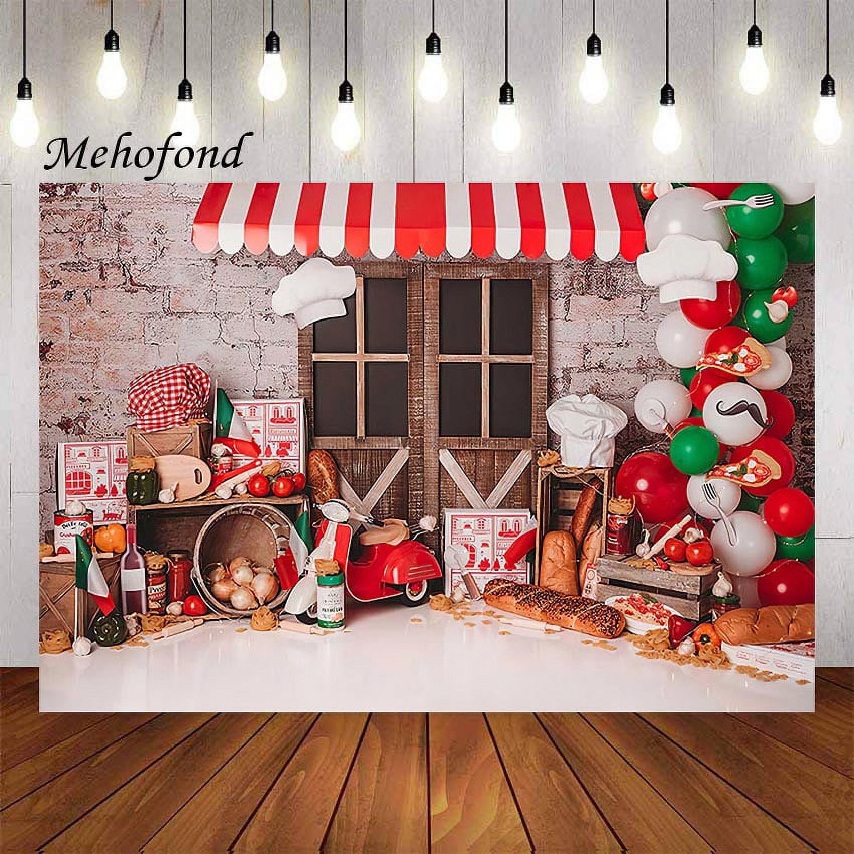 Delicious Pizza Shop Food Chef Balloon Retro Brick Wall Child Family ...