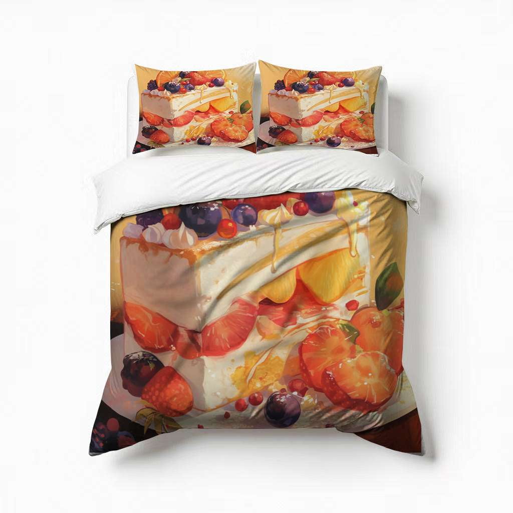Delicious Scrumptious Cake Fruit Pattern Bedding Set 3 Pcs Soft ...