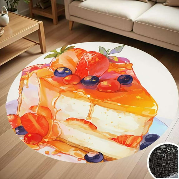 Delicious Scrumptious Cake Fruit Pattern Round Carpet Living Room ...