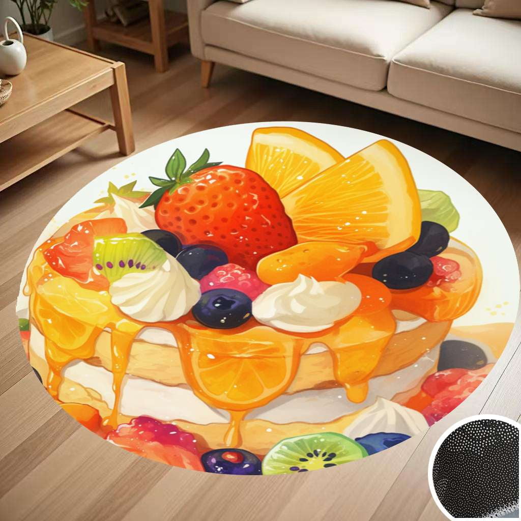 Delicious Scrumptious Cake Fruit Pattern Round Carpet Living Room ...