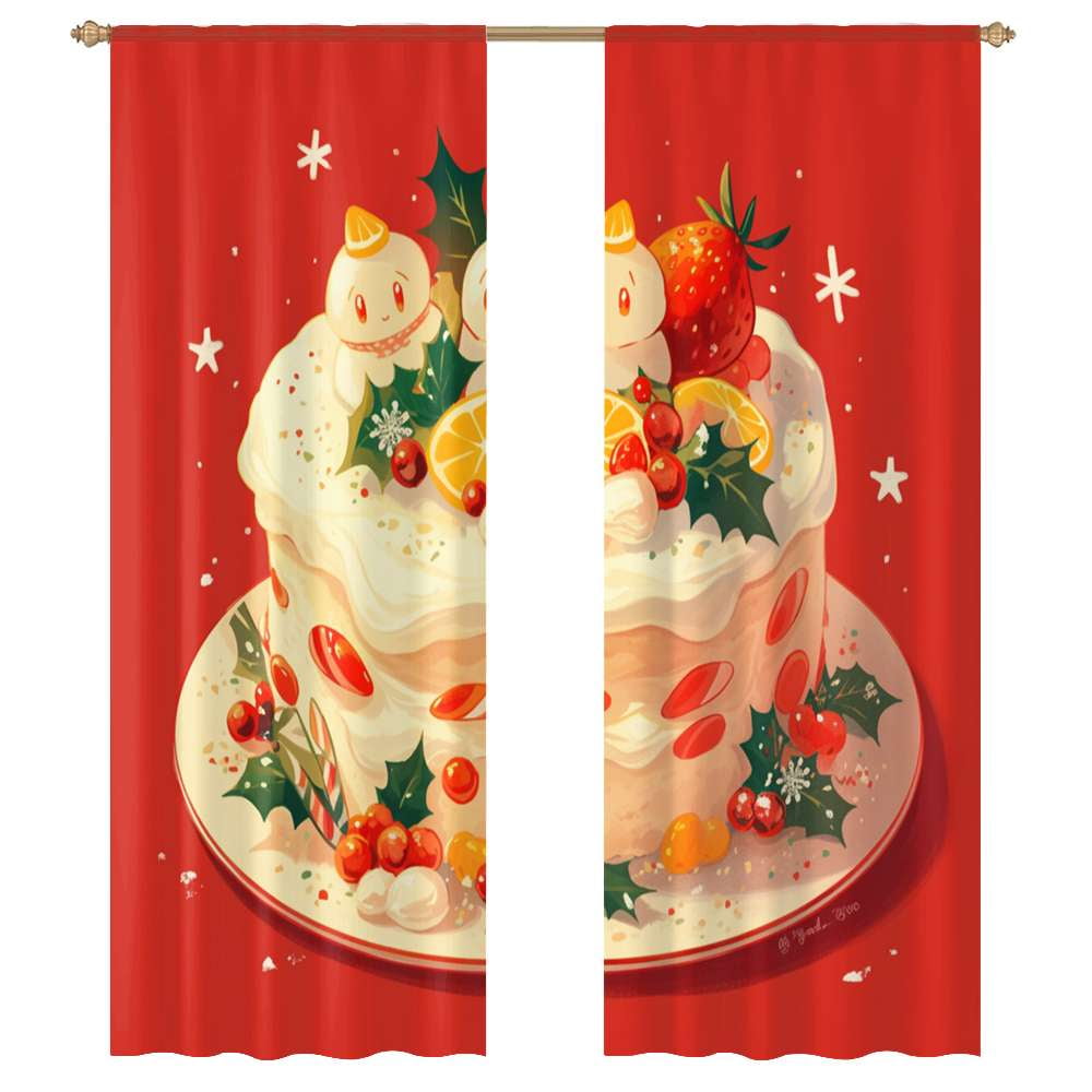 Delicious Scrumptious Cake Fruit Pattern Tulle Curtains For Living Room ...