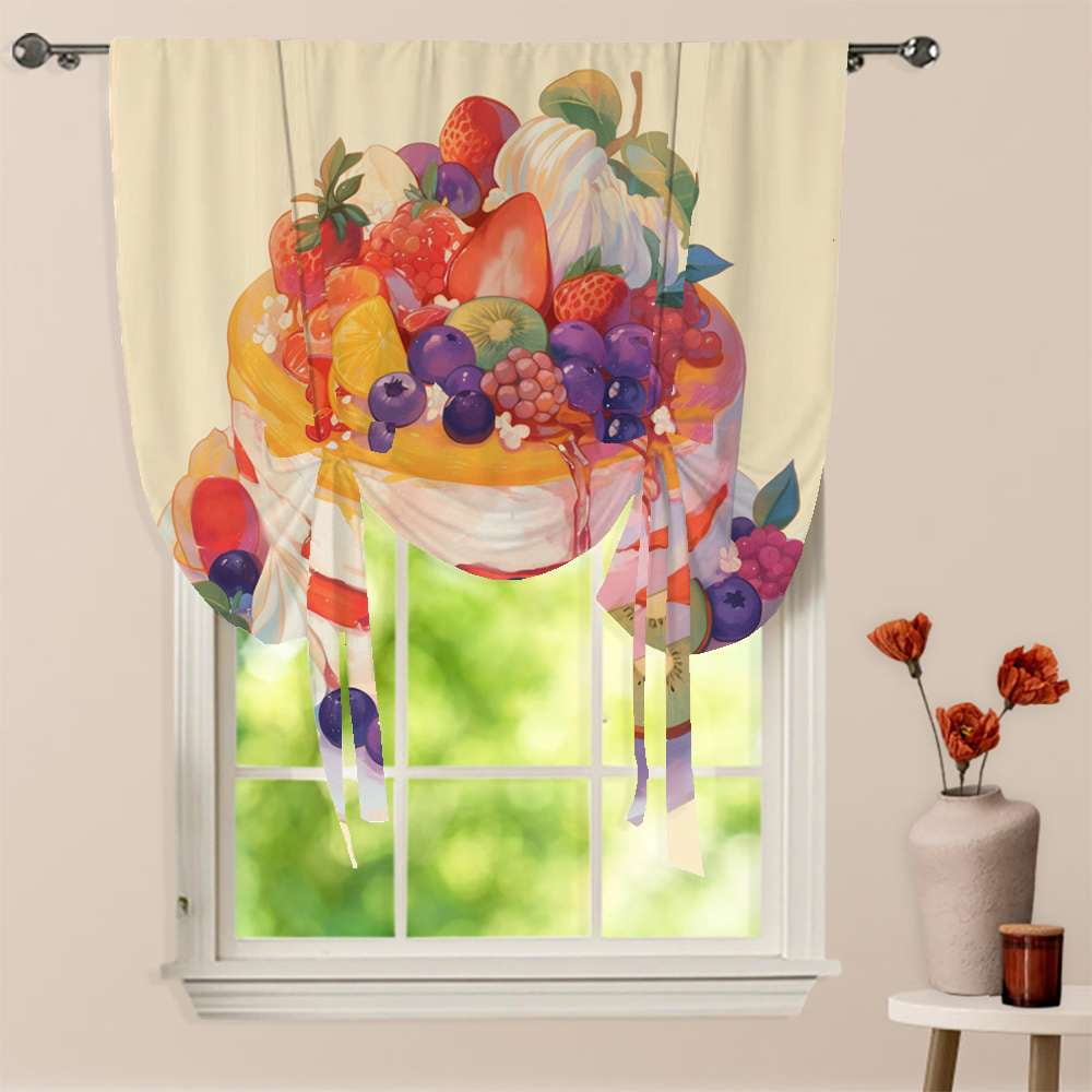 Delicious Scrumptious Cake Fruit Pattern Window Curtain for Living Room ...
