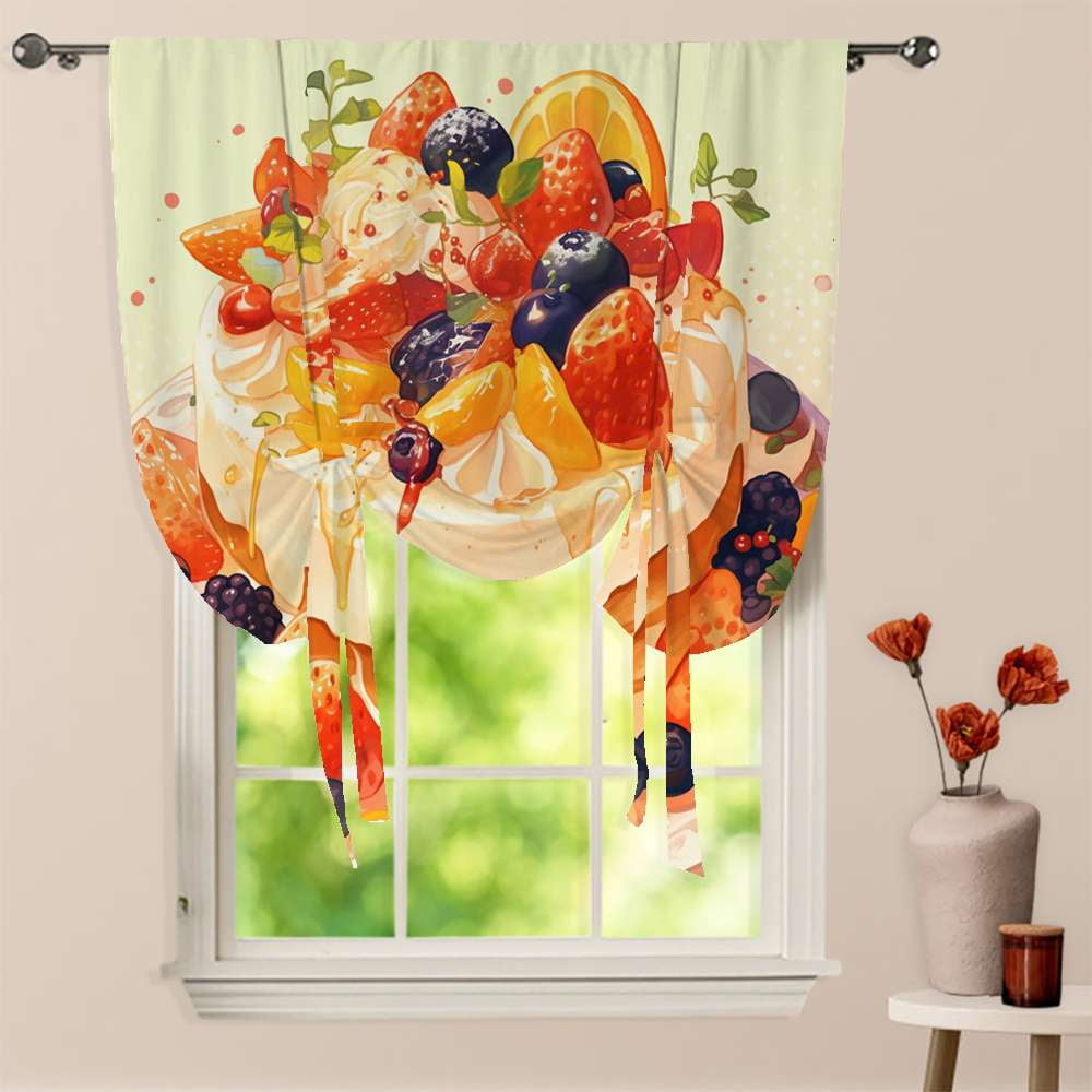 Delicious Scrumptious Cake Fruit Pattern Window Curtain for Living Room ...