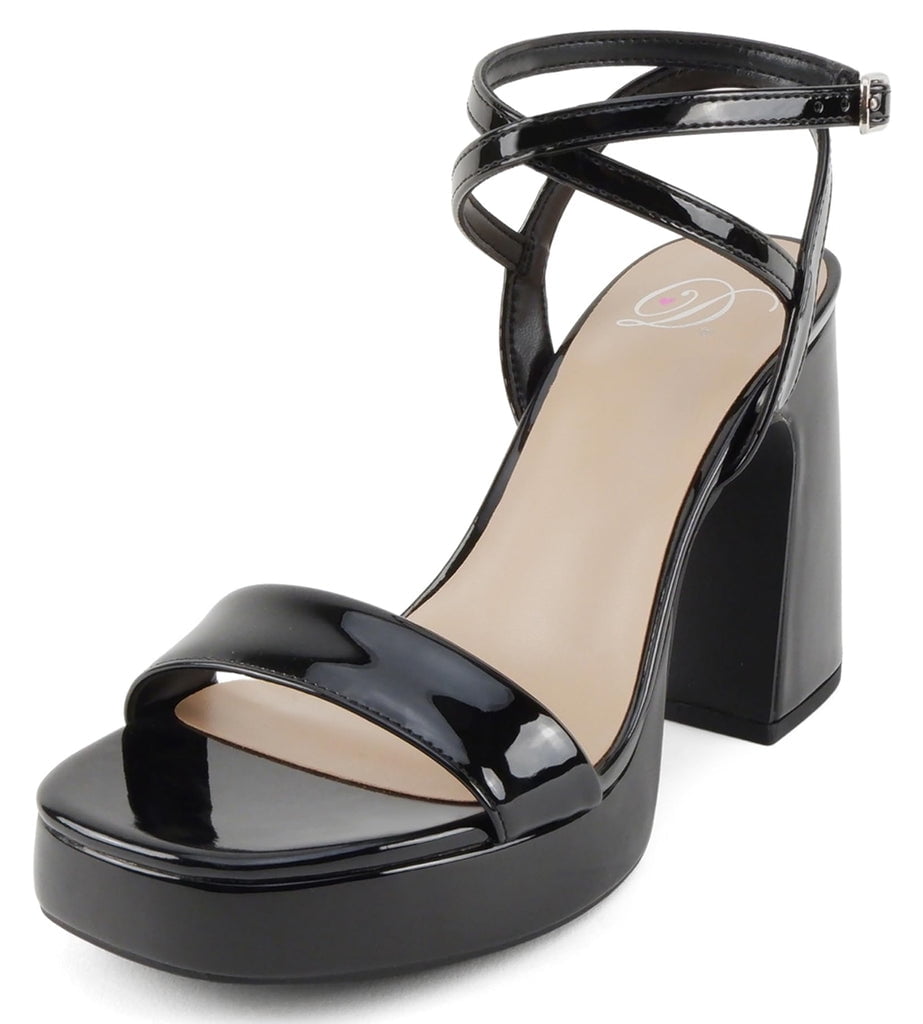 Delicious Shoes Women Block High Heel Buckle Ankle Strap Open Toe ...