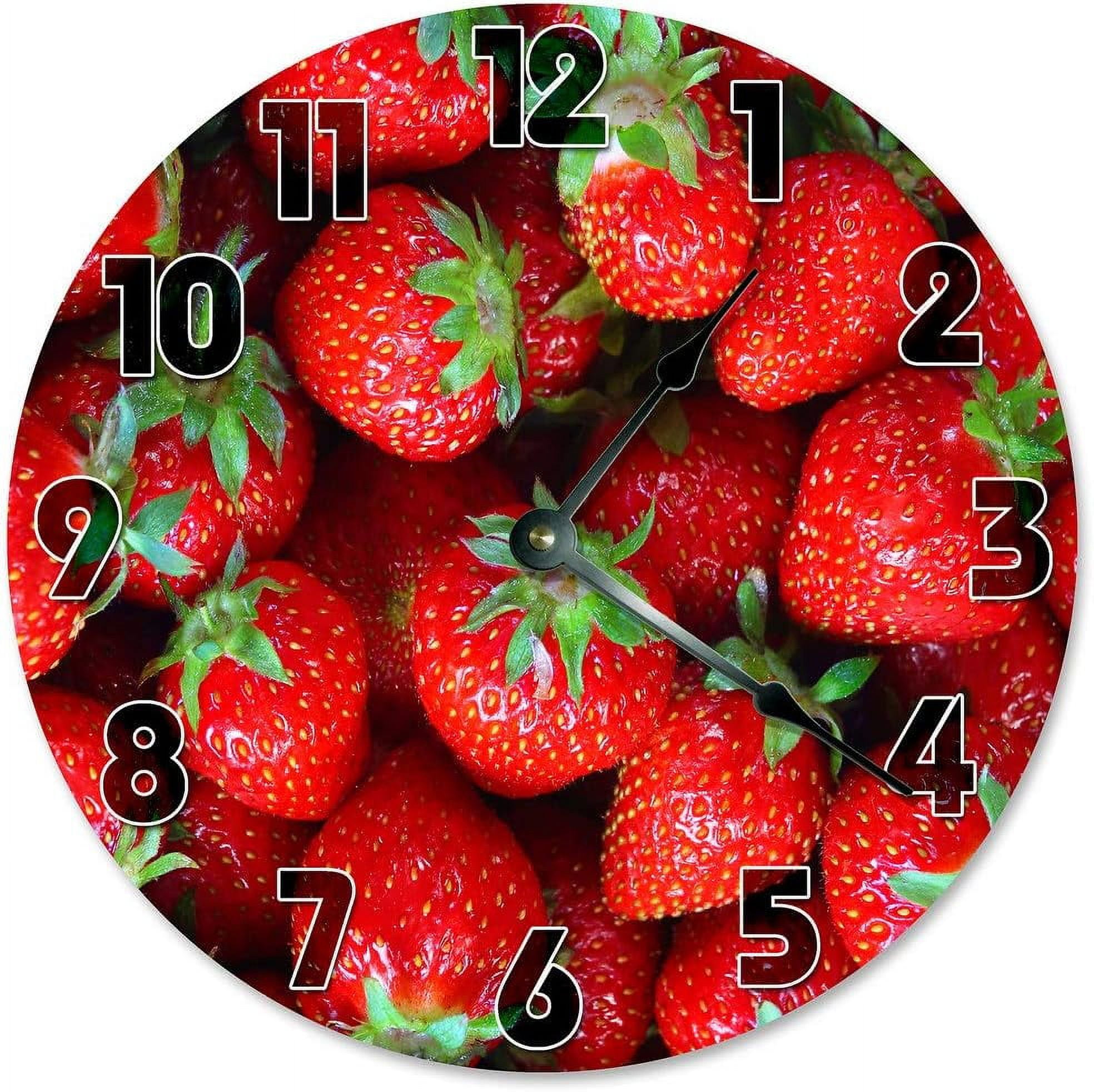 Delicious Stack of Strawberries Clock - Large Wall Clock - Home Décor ...