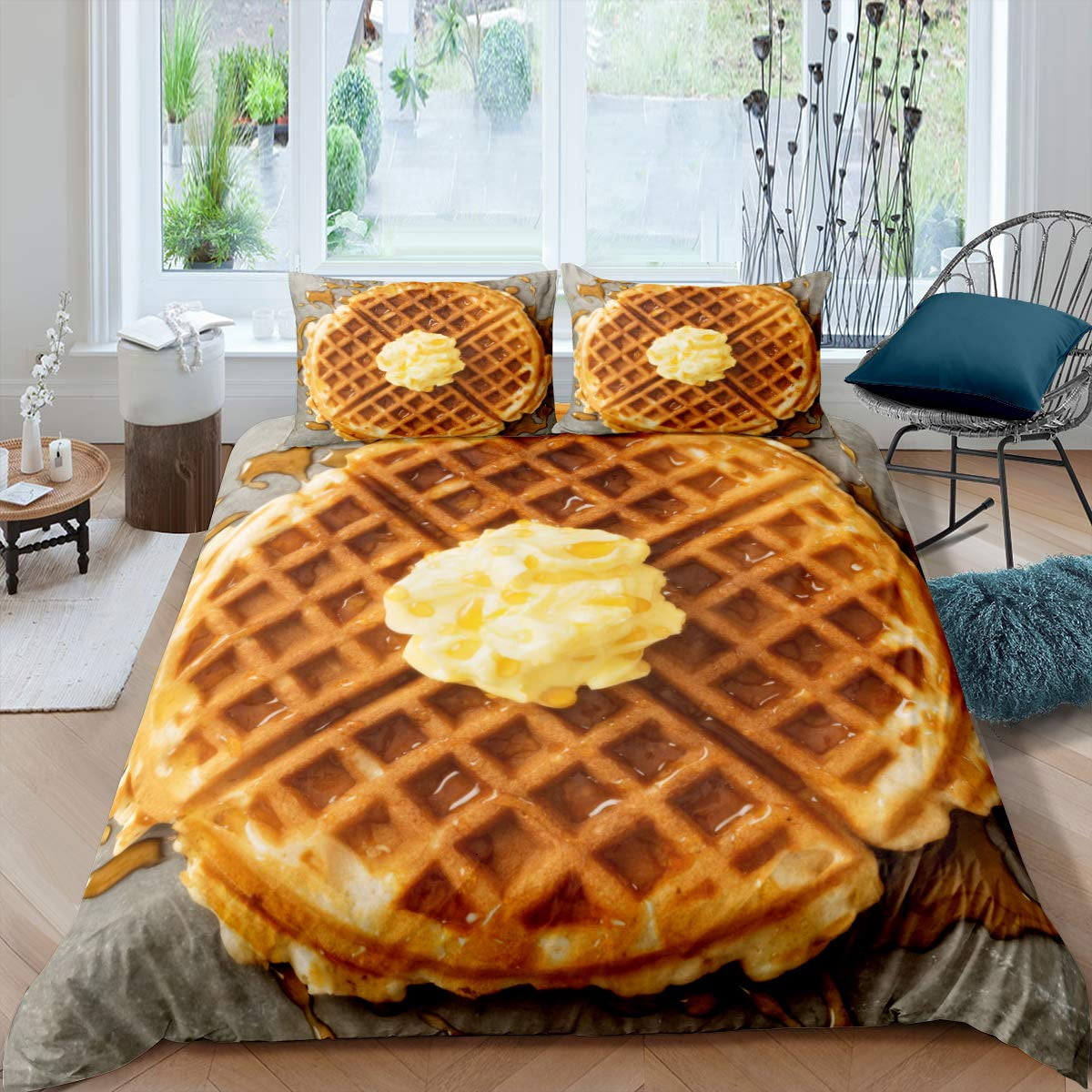 Delicious Waffles Beef Bedding Set 3D Fresh Food Duvet Cover King Size ...