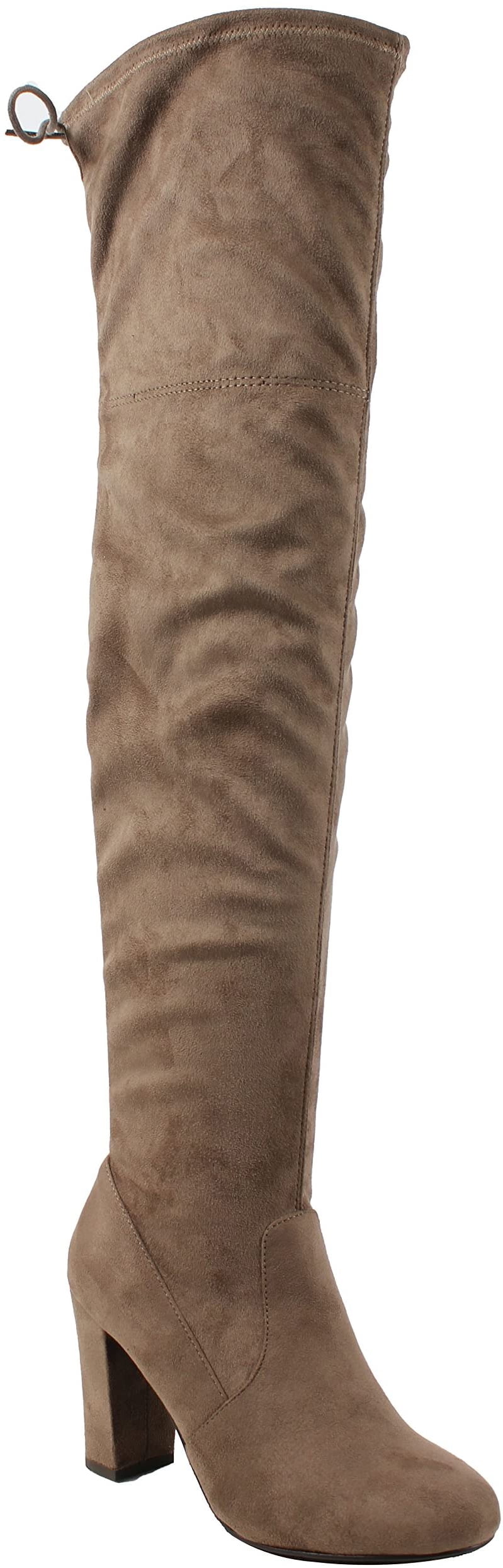 Delicious Women Over Knee Thigh High Boots Slip-On Chunky Thick Heels ...