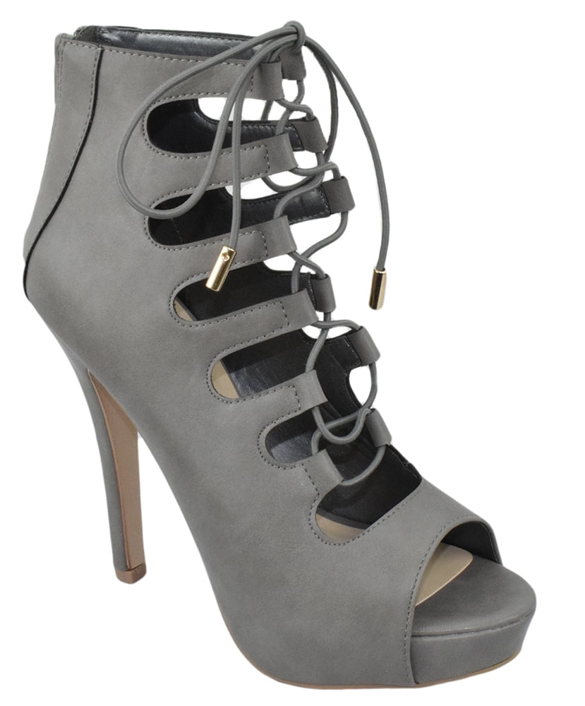 Delicious Women Stiletto Thin Skinny High Heels Back Zipper Peep Toe ...