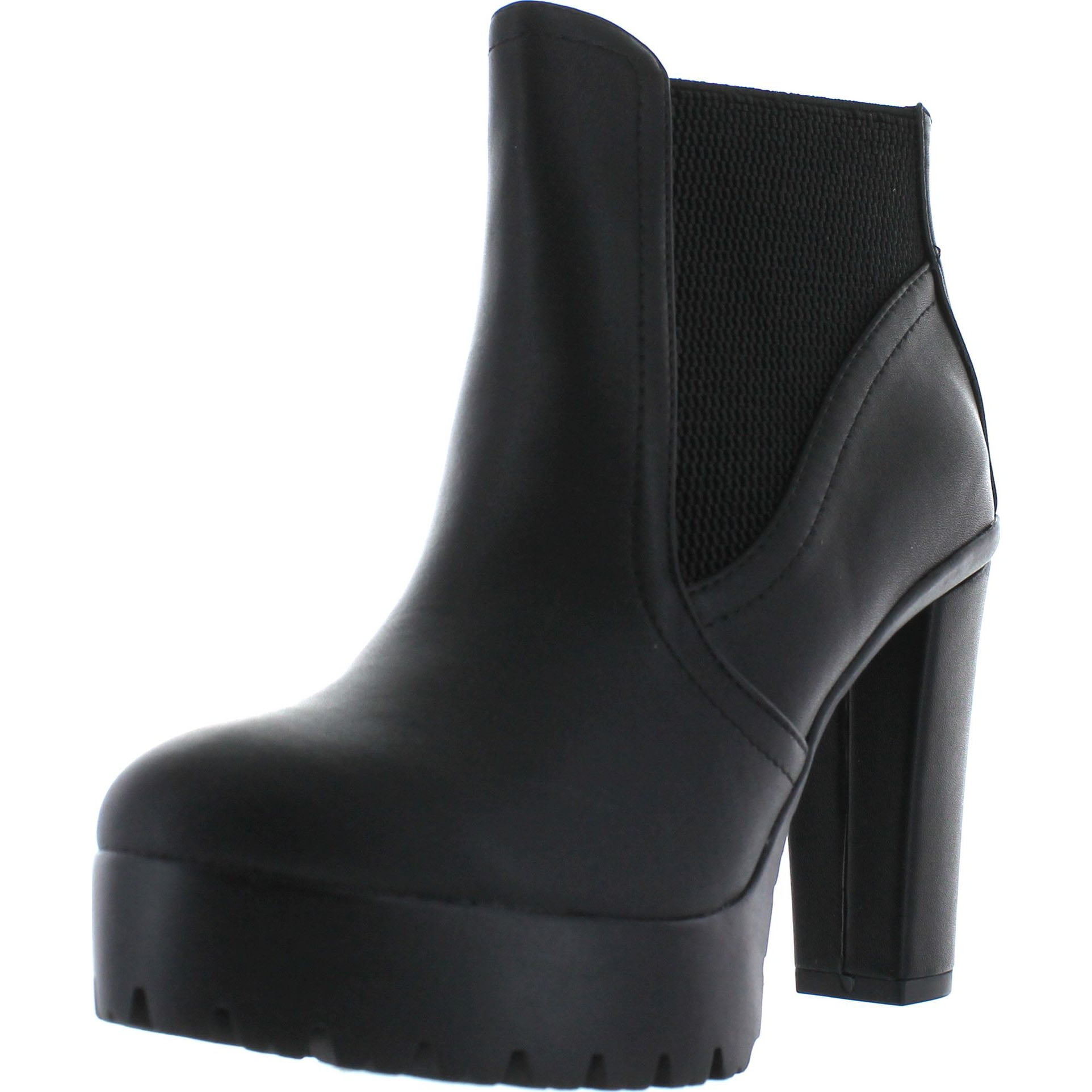 Delicious Women's Semper Faux Leather Closed Toe Elastic Side Panel Lug ...