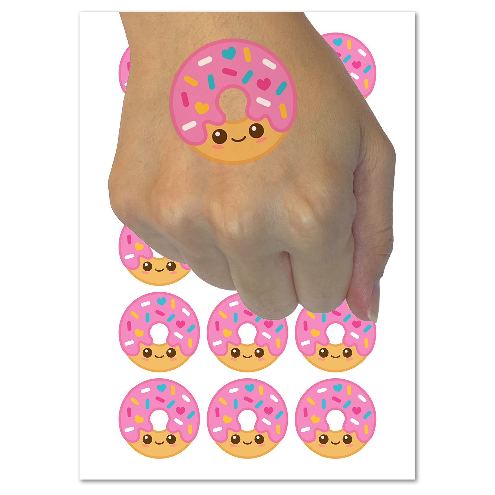 Deliciously Kawaii Chibi Donut Water Resistant Temporary Tattoo Set ...