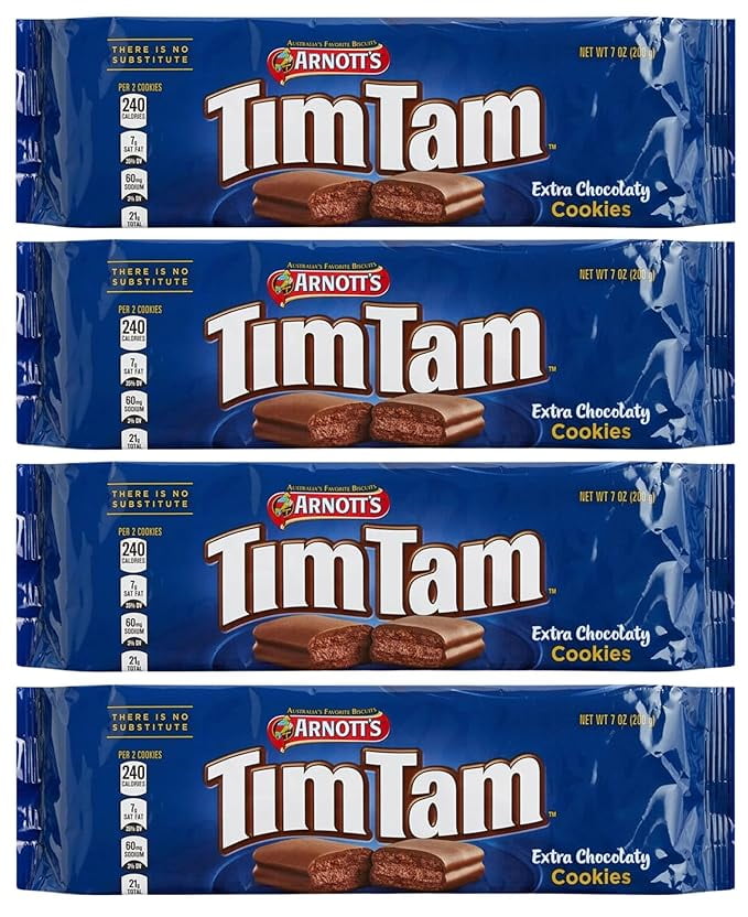 Deliciousness! Extra Chocolaty Tim Tam (Pack of 4 x 200g Ea) Velvety ...