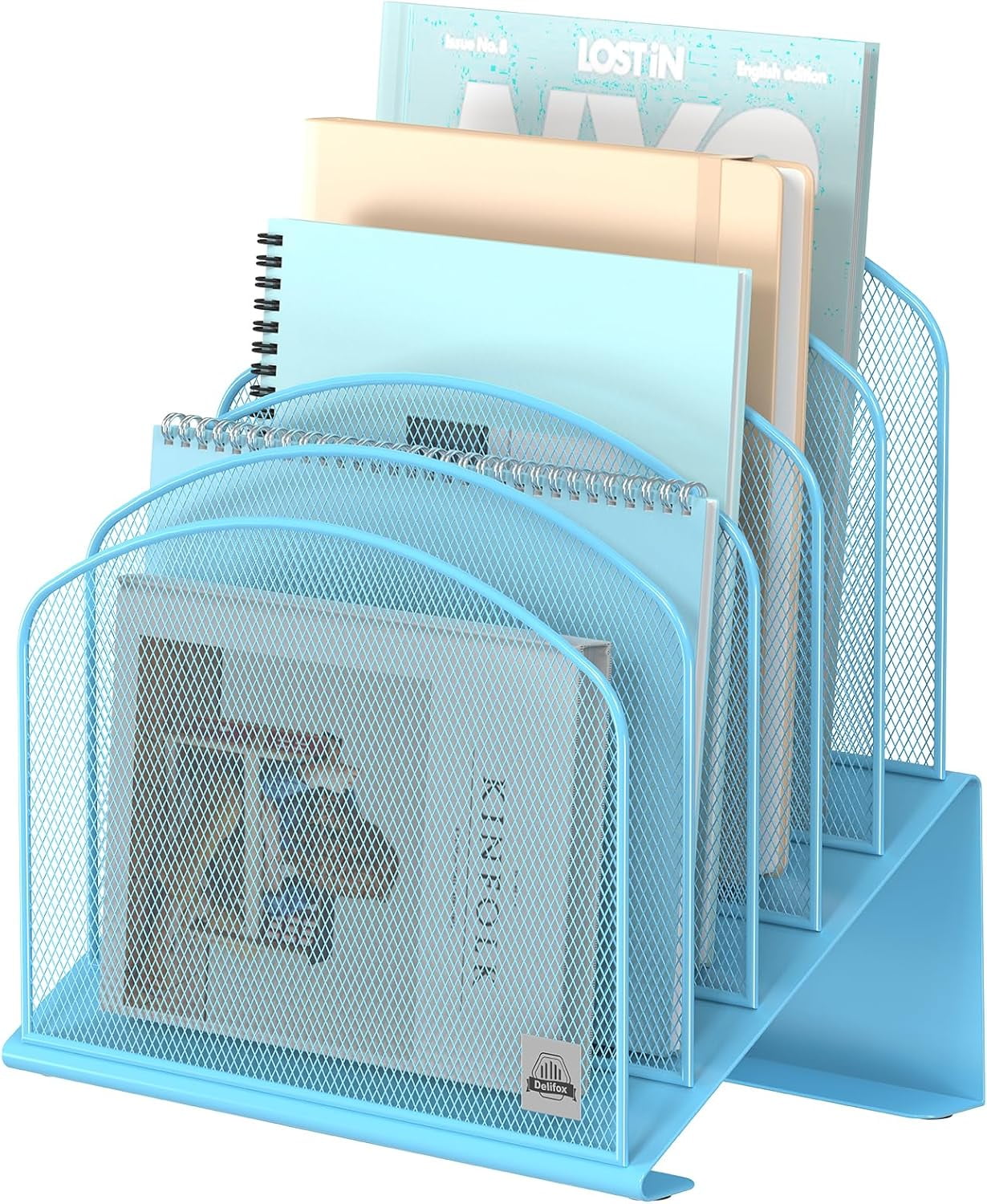Delifox Inclined Desk File Organizer,Vertical File Folder Holder Stand ...