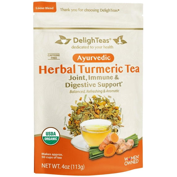 DelighTeas Organic Anti-Inflammatory Turmeric Ginger Tea | Traditional ...