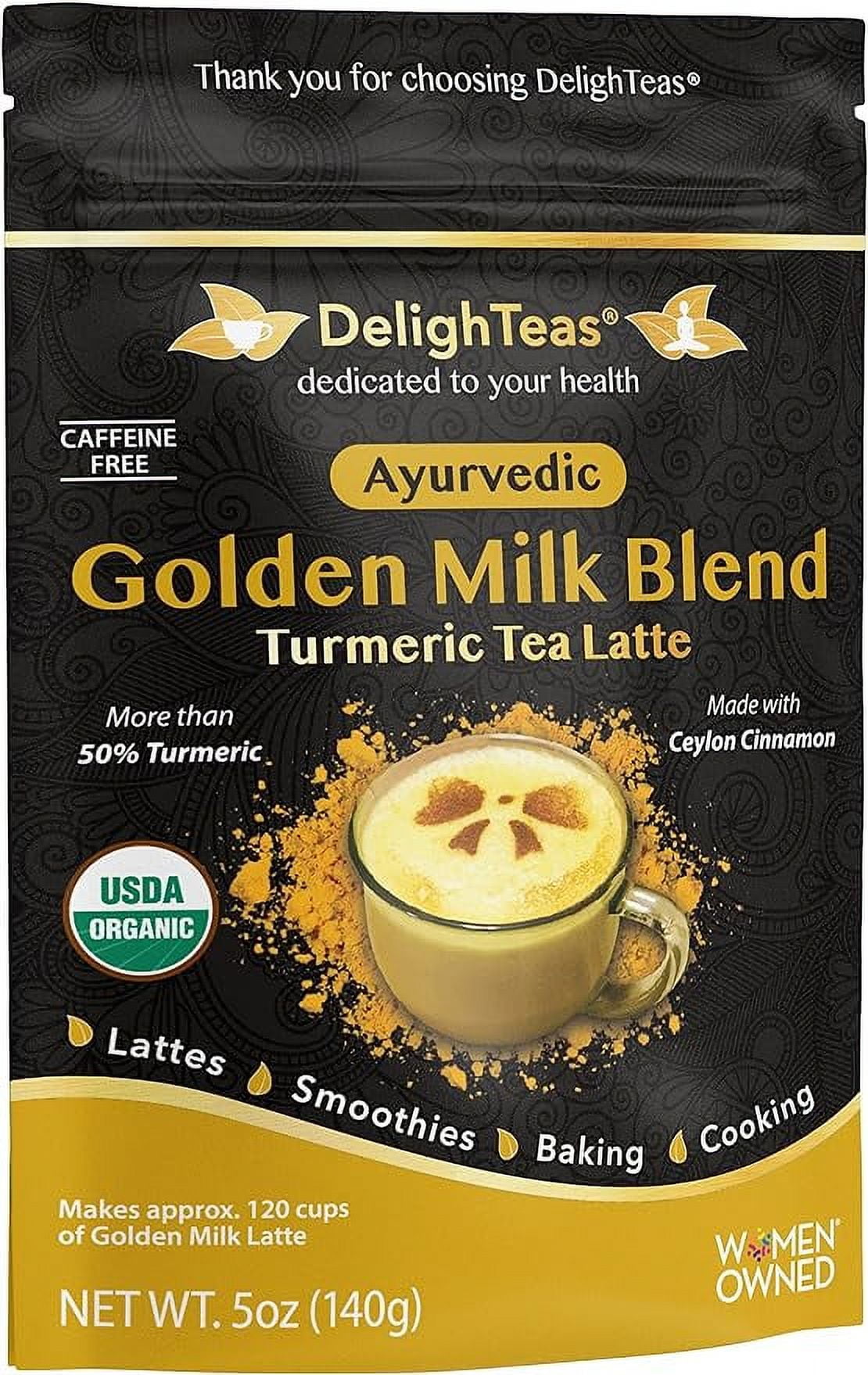 DelighTeas Organic Golden Milk Powder with Turmeric, Ginger, Ceylon ...