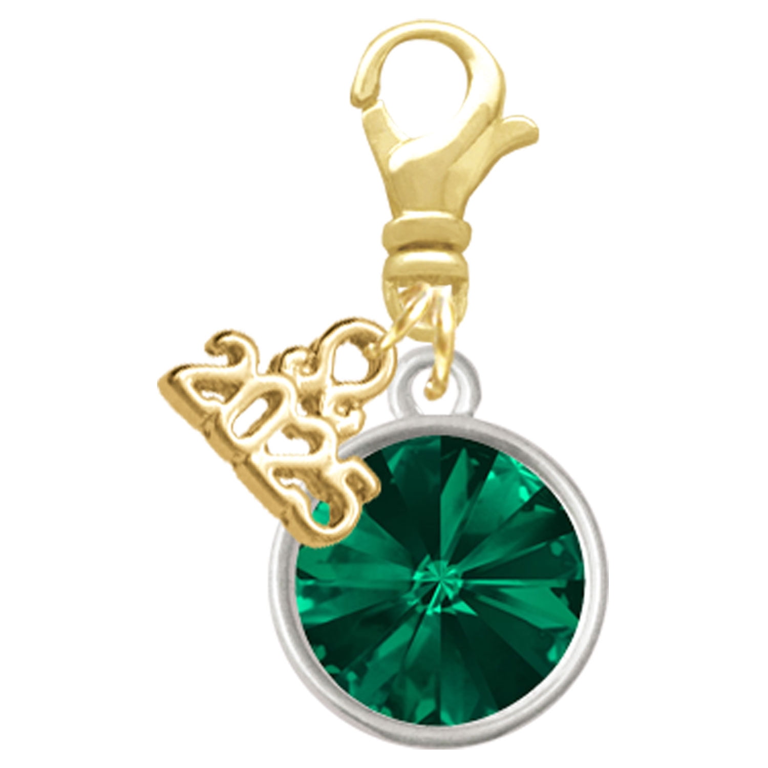 Delight Jewelry 12mm Crystal Rivoli - Green - Gold-tone Clip on Charm ...