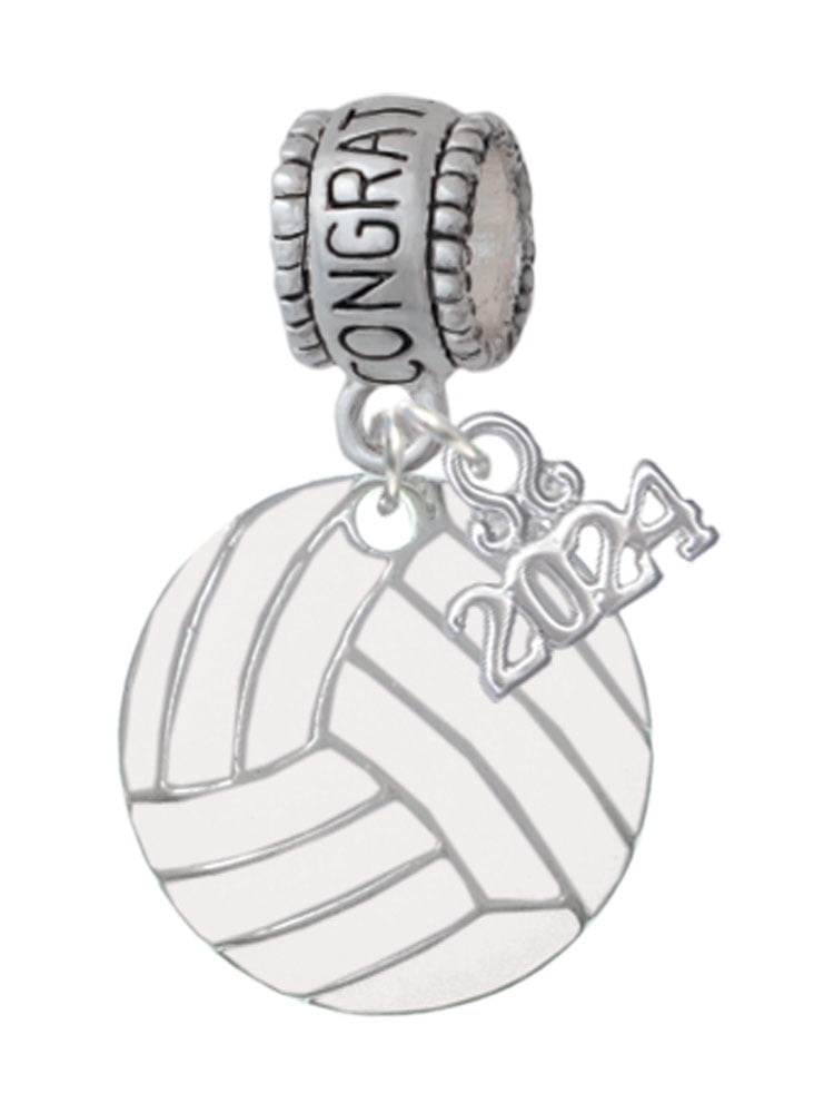 Delight Jewelry 3/4'' Enamel Volleyball Congratulations Charm Bead ...