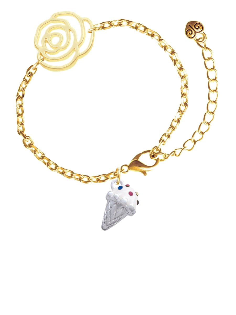 Delight Jewelry 3-D Vanilla Ice Cream Cone with Crystal Sprinkles Gold ...
