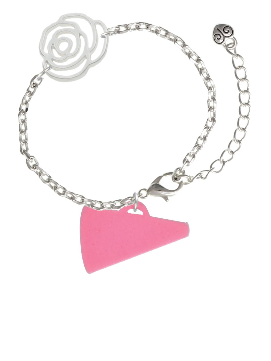 Delight Jewelry Acrylic 1.25" Hot Pink Megaphone Silver-tone Flower ...