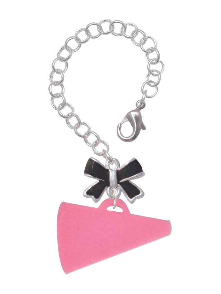 Delight Jewelry Acrylic 1.25" Hot Pink Megaphone - Silvertone Black Bow ...
