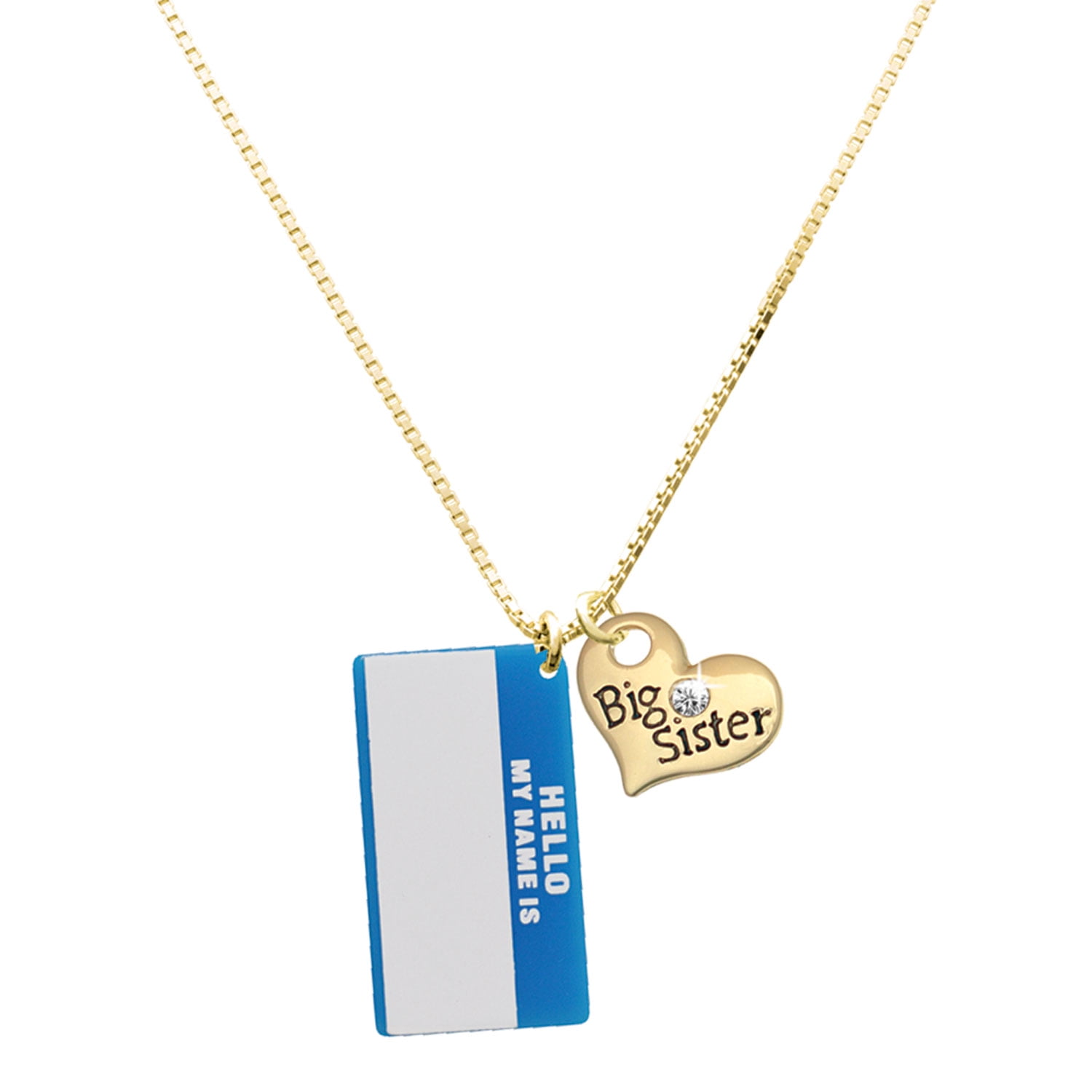 Delight Jewelry Acrylic Blue "Hello" Name Tag - Large Goldtone Big ...