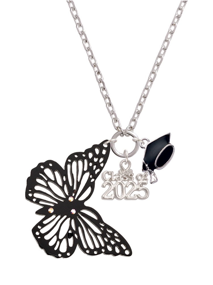 Delight Jewelry Acrylic Cut Out Butterfly Black - Silver-tone Class of ...