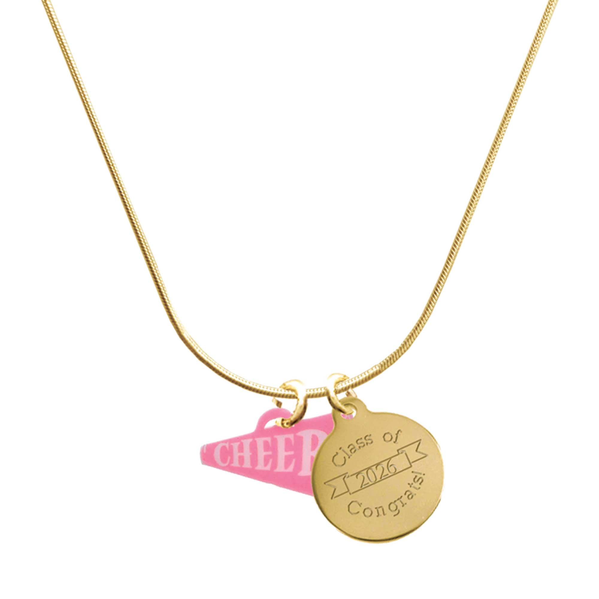 Delight Jewelry Acrylic Hot Pink Cheer Megaphone - Goldtone Engraved ...