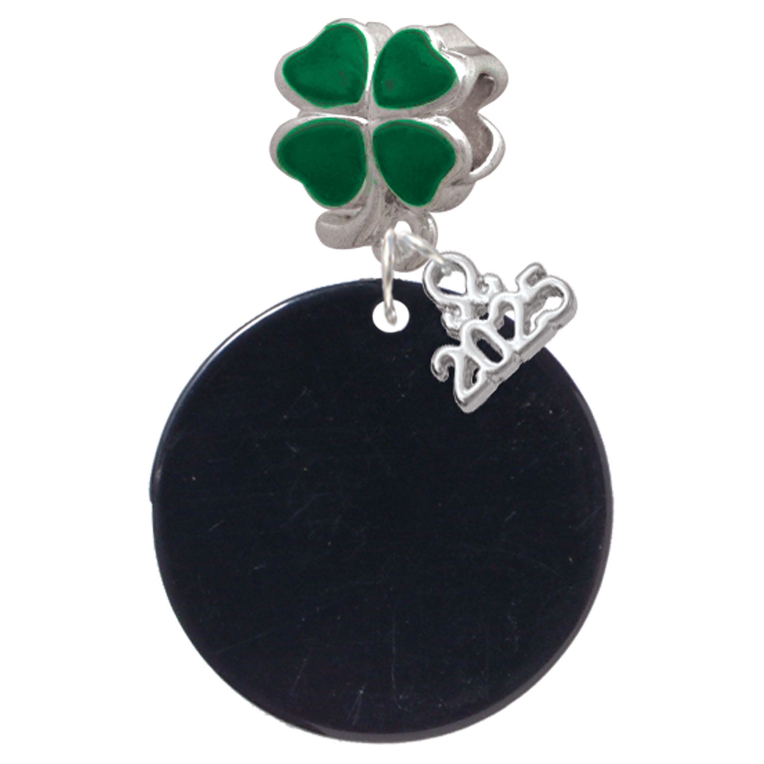 Delight Jewelry Acrylic Large Disc Black - Good Luck Green Four Leaf ...