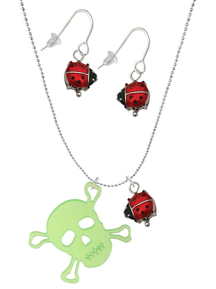 Delight Jewelry Acrylic Large Lime Green Skull Red Lucky Ladybug ...