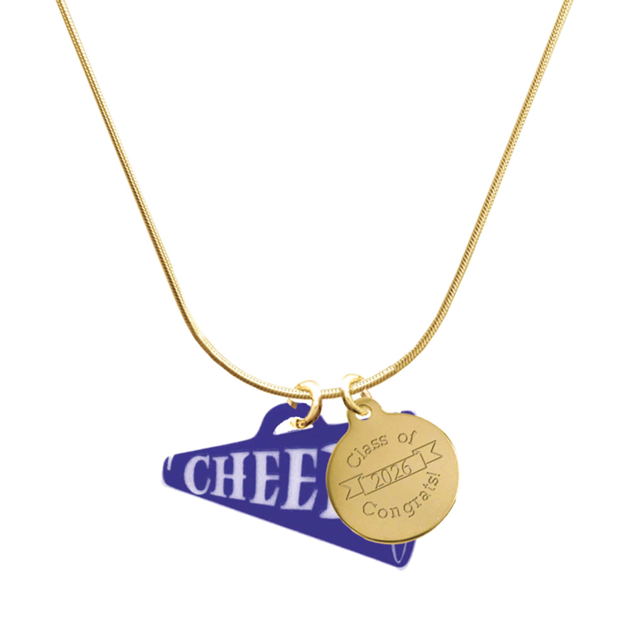 Delight Jewelry Acrylic Large Navy Cheer Megaphone - Goldtone Engraved ...