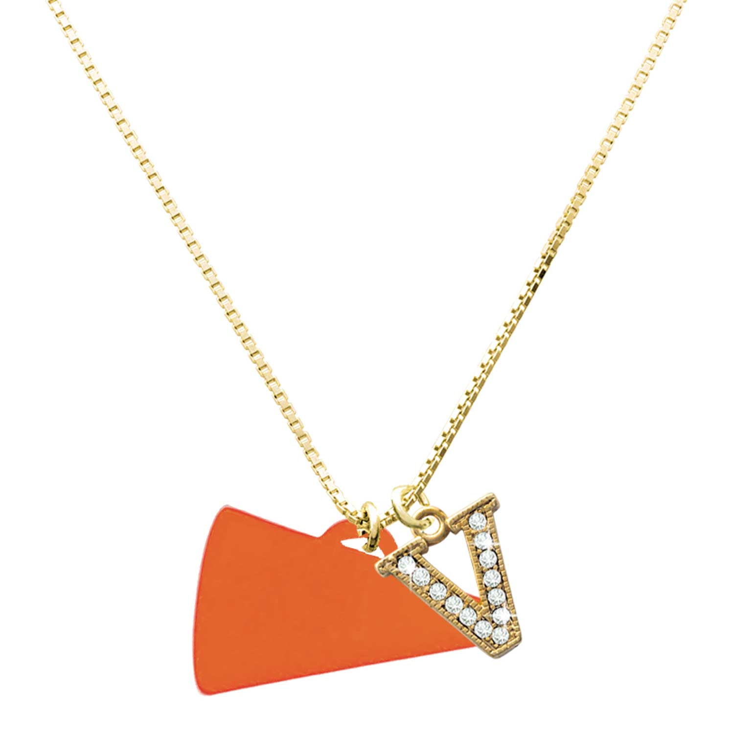 Delight Jewelry Acrylic Large Orange Megaphone - Large Goldtone Crystal ...
