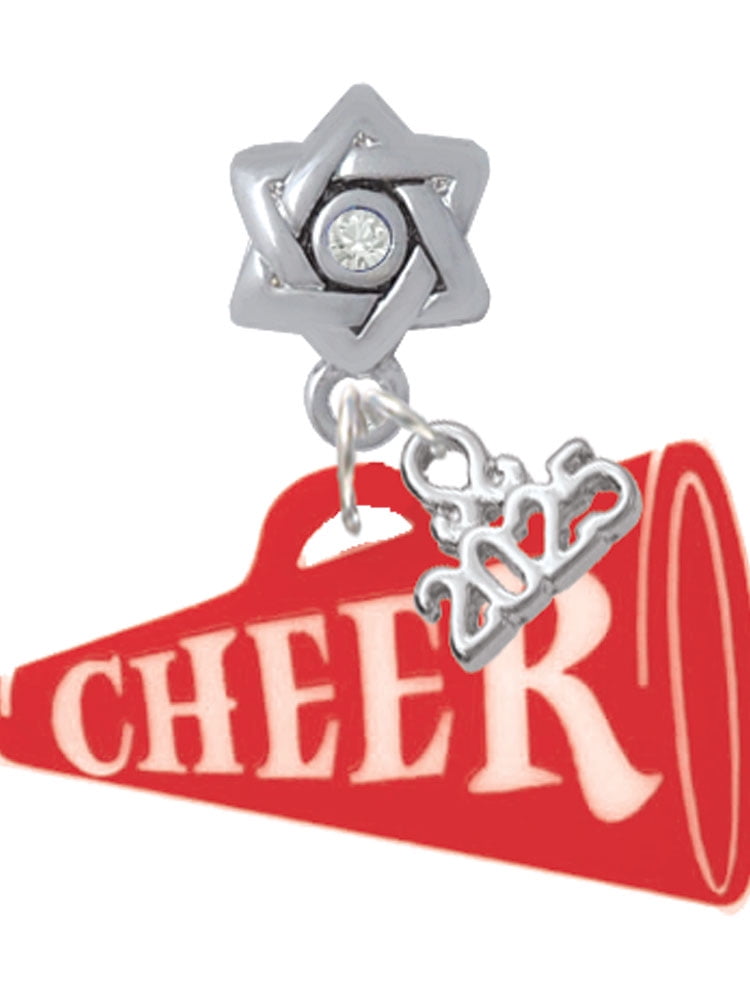 Delight Jewelry Acrylic Large Red Cheer Megaphone - Silver-tone Clear ...