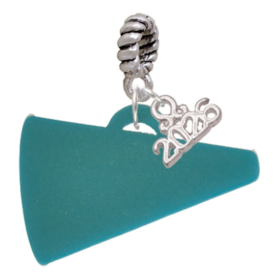 Delight Jewelry Acrylic Large Teal Megaphone - Silver Plated Rope Charm ...