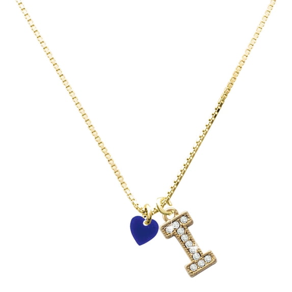 Delight Jewelry Acrylic Mini Navy Blue Heart - Large Goldtone Crystal ...