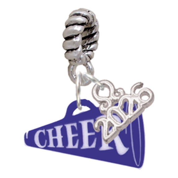 Delight Jewelry Acrylic Navy Cheer Megaphone - Silver Plated Rope Charm ...