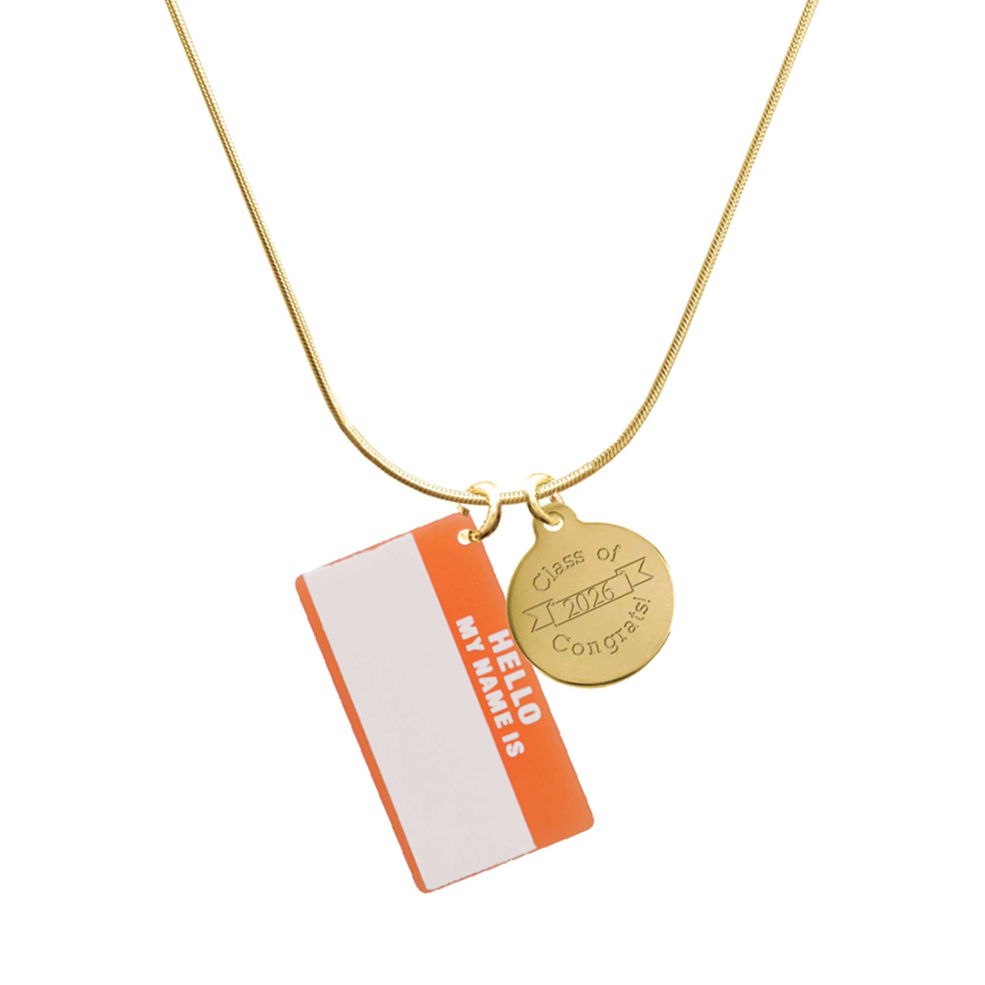 Delight Jewelry Acrylic Orange "Hello" Name Tag - Goldtone Engraved ...