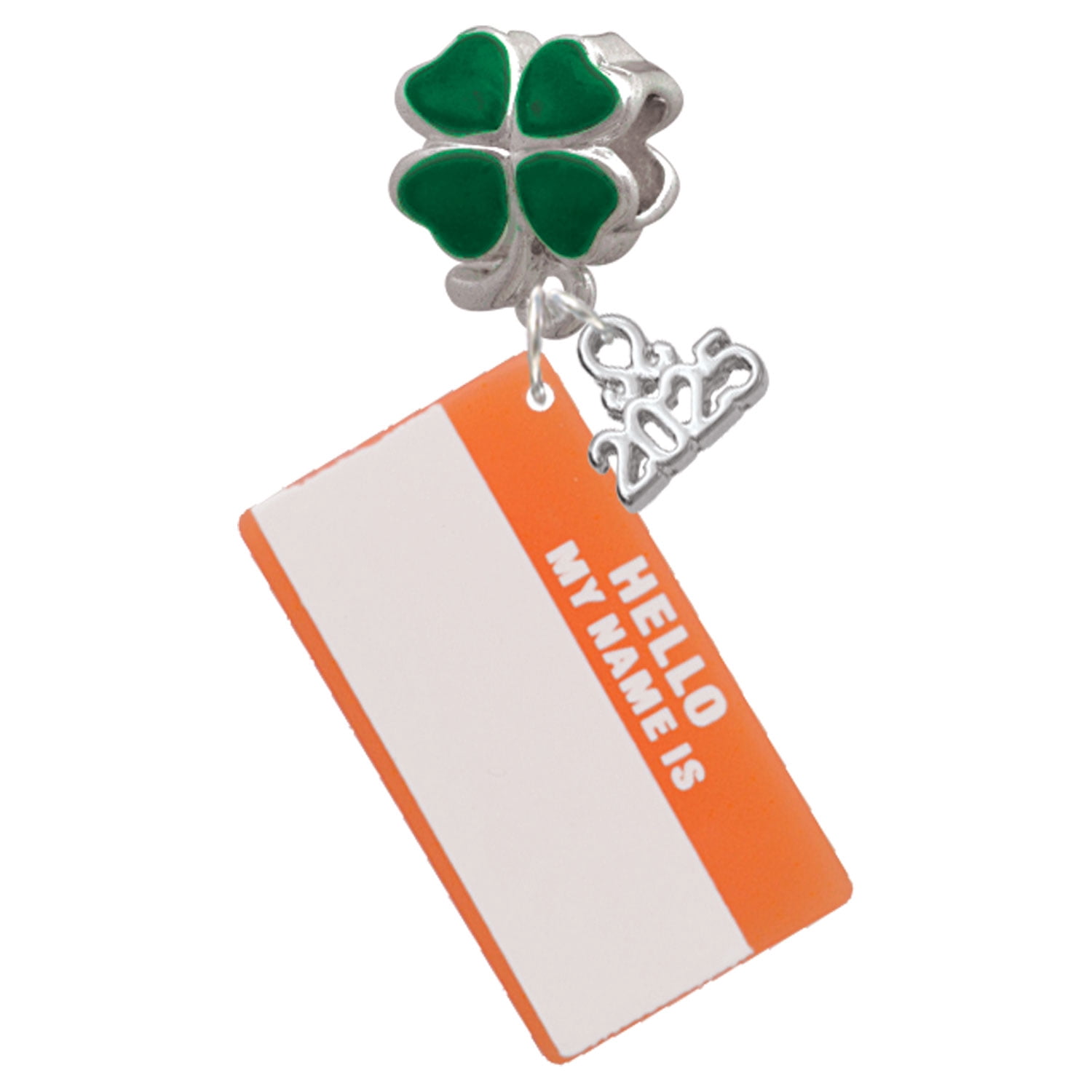 Delight Jewelry Acrylic Orange "Hello" Name Tag - Good Luck Green Four ...