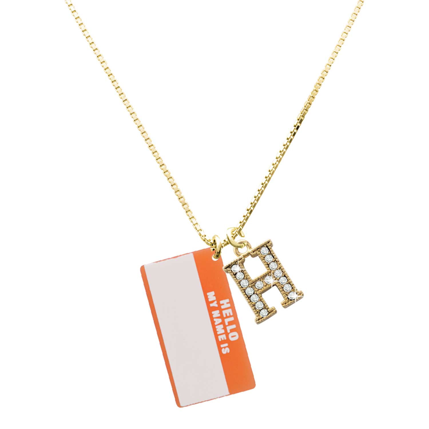 Delight Jewelry Acrylic Orange "Hello" Name Tag - Large Goldtone ...