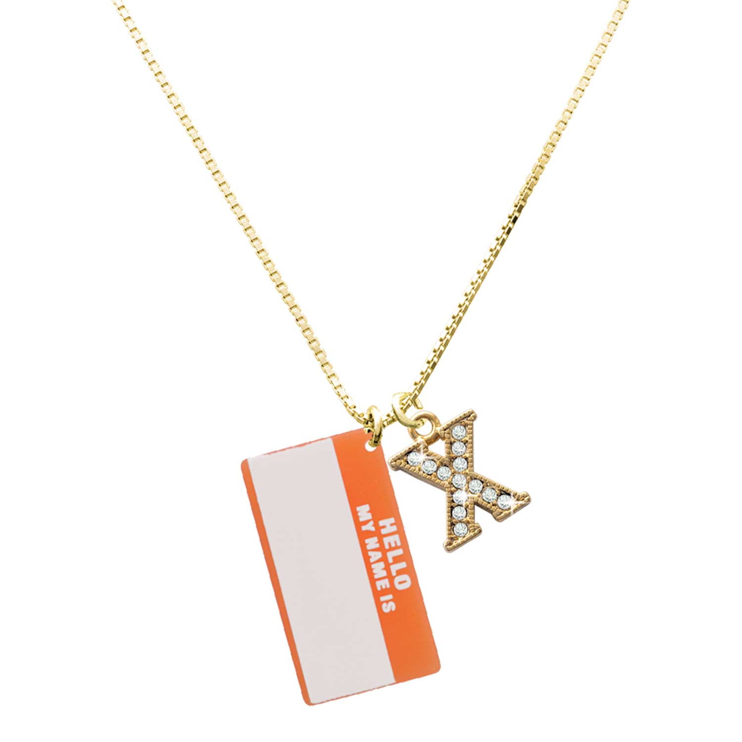 Delight Jewelry Acrylic Orange "Hello" Name Tag - Large Goldtone ...