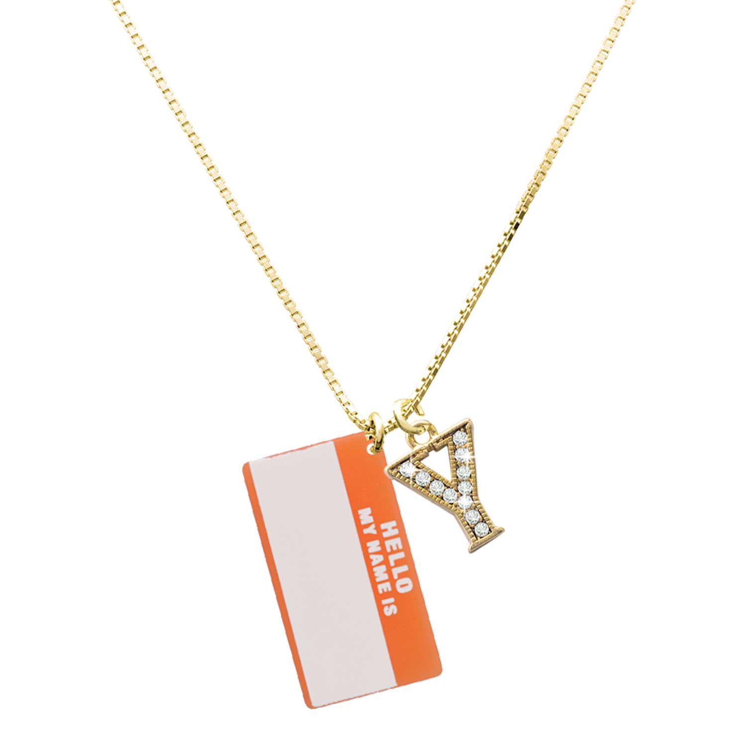 Delight Jewelry Acrylic Orange "Hello" Name Tag - Large Goldtone ...