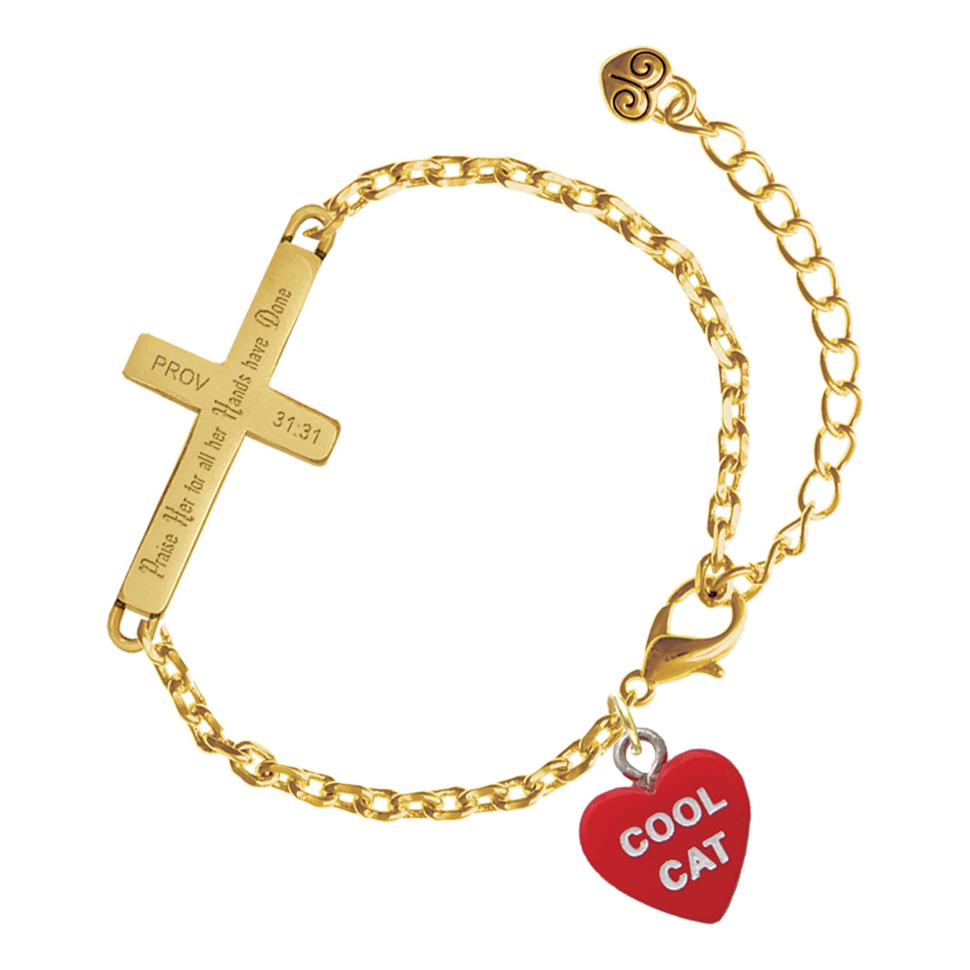 Delight Jewelry Acrylic Red "Cool Cat / Purr Fect" Heart - Gold Tone ...