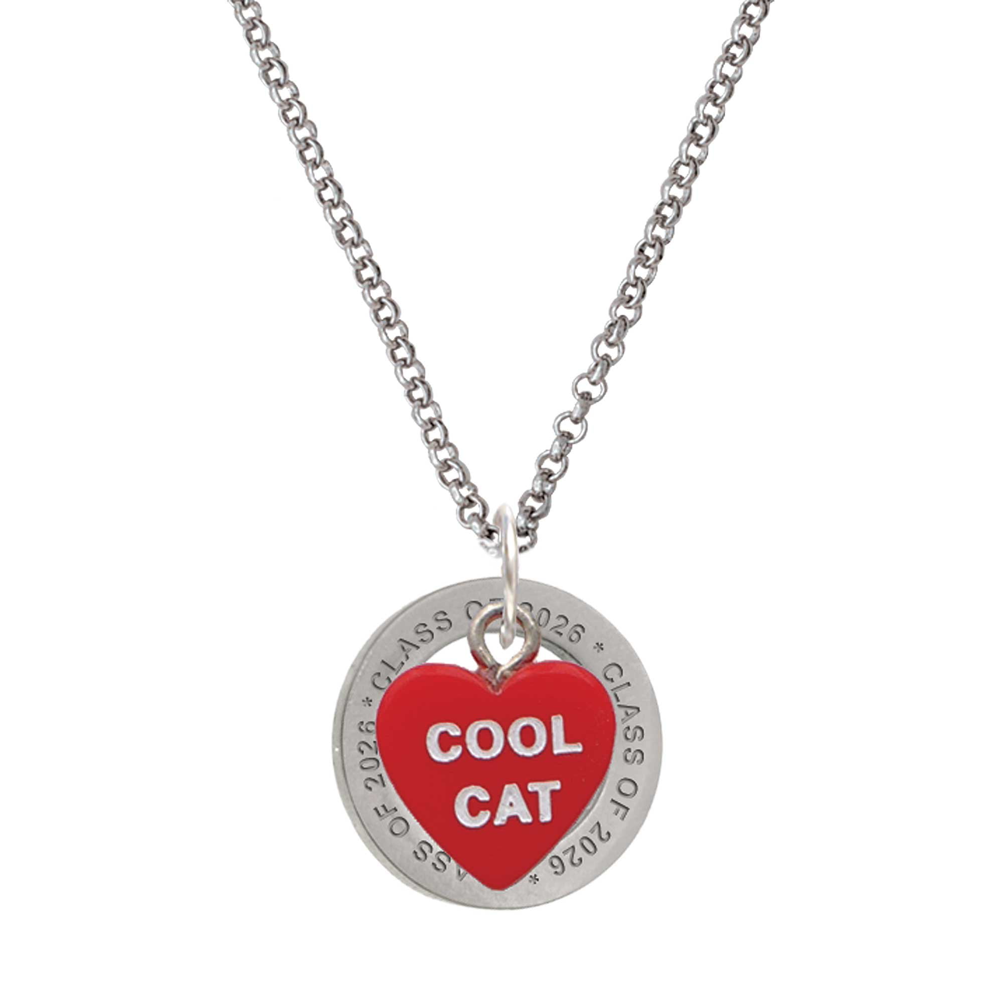 Delight Jewelry Acrylic Red "Cool Cat / Purr Fect" Heart - Silvertone ...