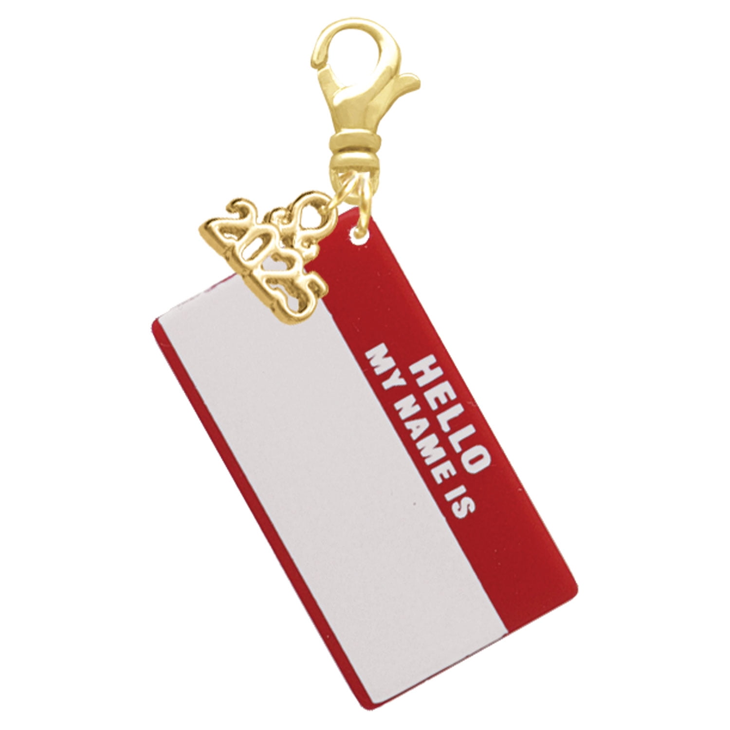 Delight Jewelry Acrylic Red "Hello" Name Tag - Gold-tone Clip on Charm ...