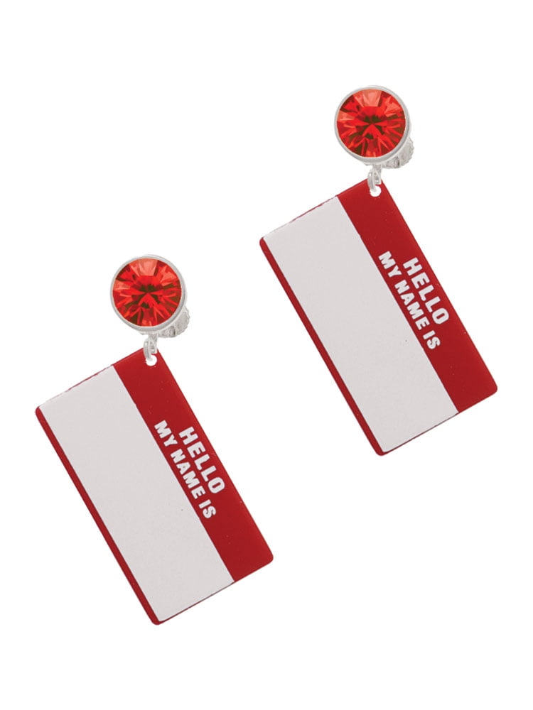 Delight Jewelry Acrylic Red "Hello" Name Tag Red Crystal Clip on ...