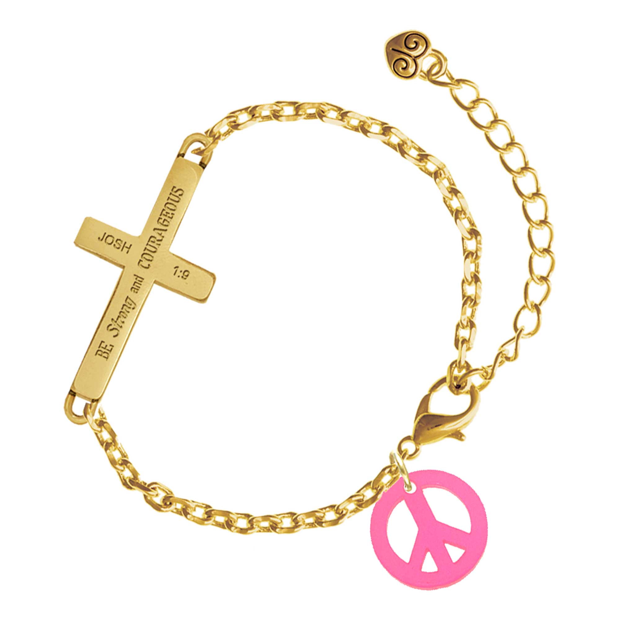 Delight Jewelry Acrylic Small Hot Pink Peace Sign - Gold Tone Joshua 1: ...