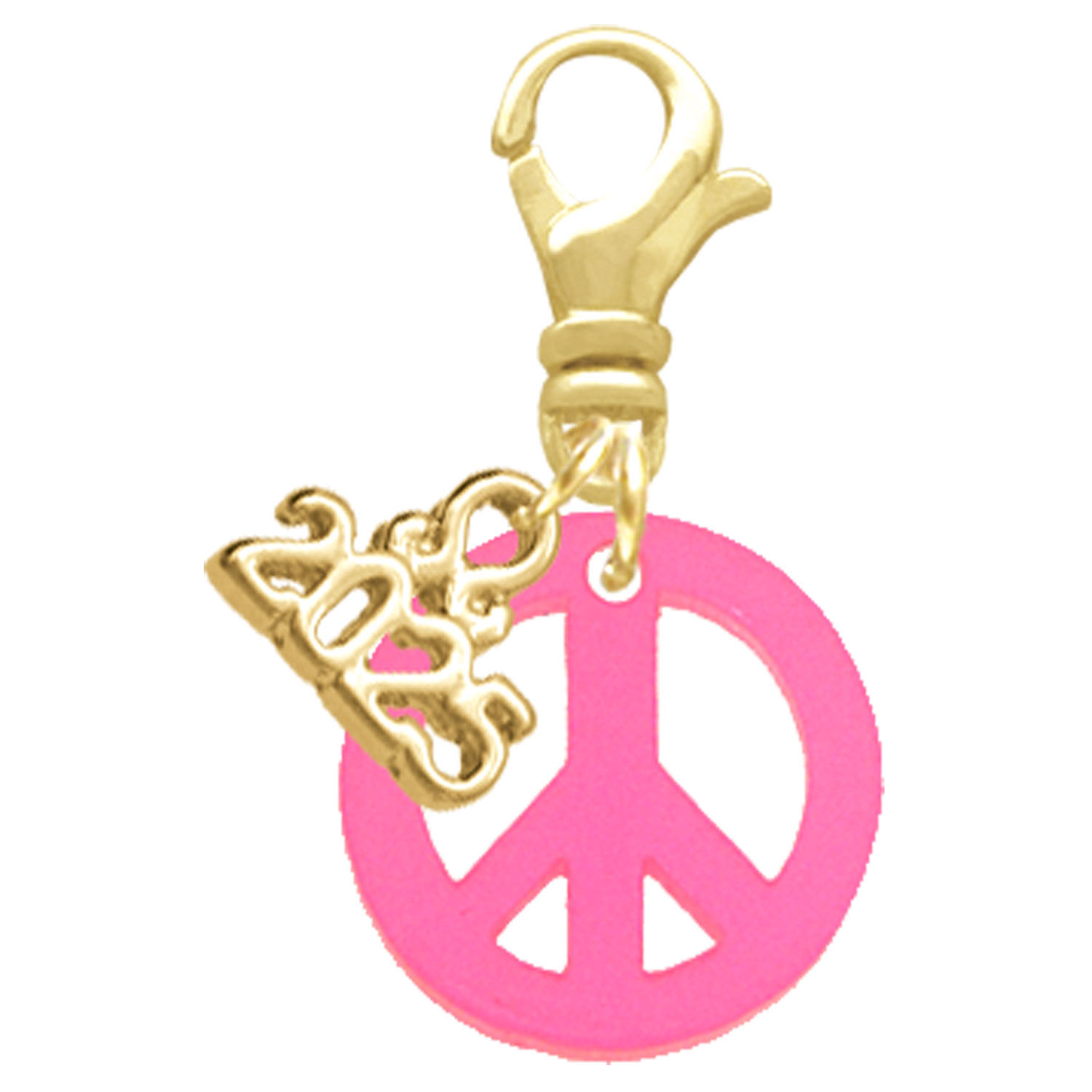 Delight Jewelry Acrylic Small Hot Pink Peace Sign - Gold-tone Clip on ...