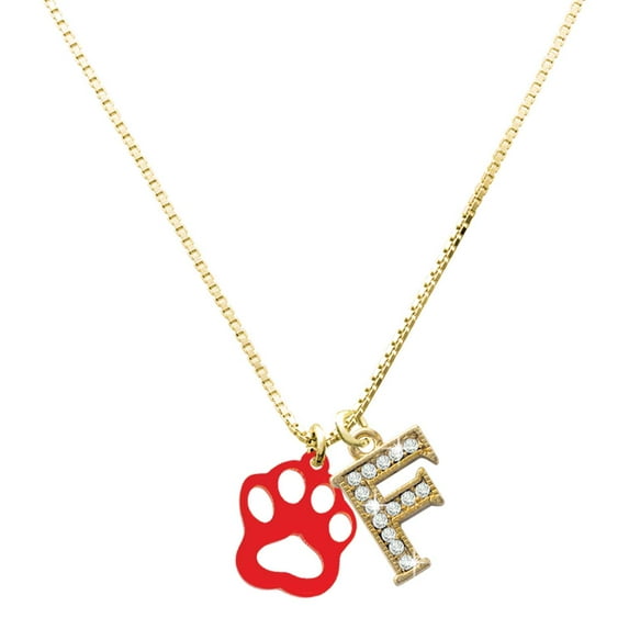 Delight Jewelry Acrylic Small Paw Red - Large Goldtone Crystal Initial ...