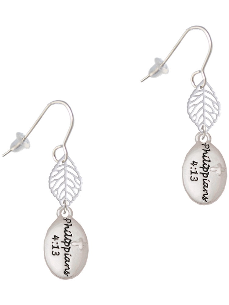 Delight Jewelry Bible Verse Philippians 4:13 Silvertone Leaf French ...