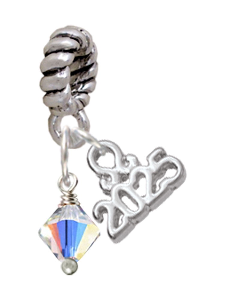 Delight Jewelry Clear AB Crystal Bicone - Silver-tone Rope Charm Bead Dangle with Mini 2025 ...